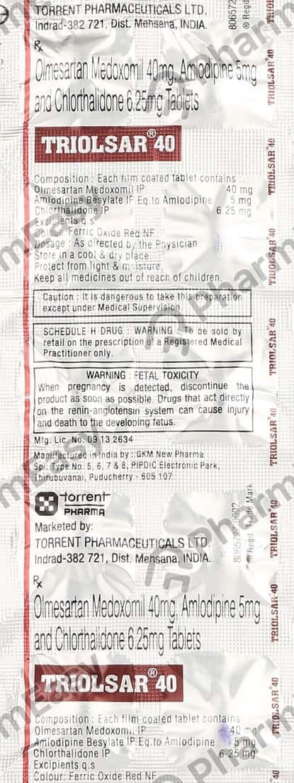 Buy Triolsar 40mg Strip Of 10 Tablets Online at Flat 15% OFF | PharmEasy
