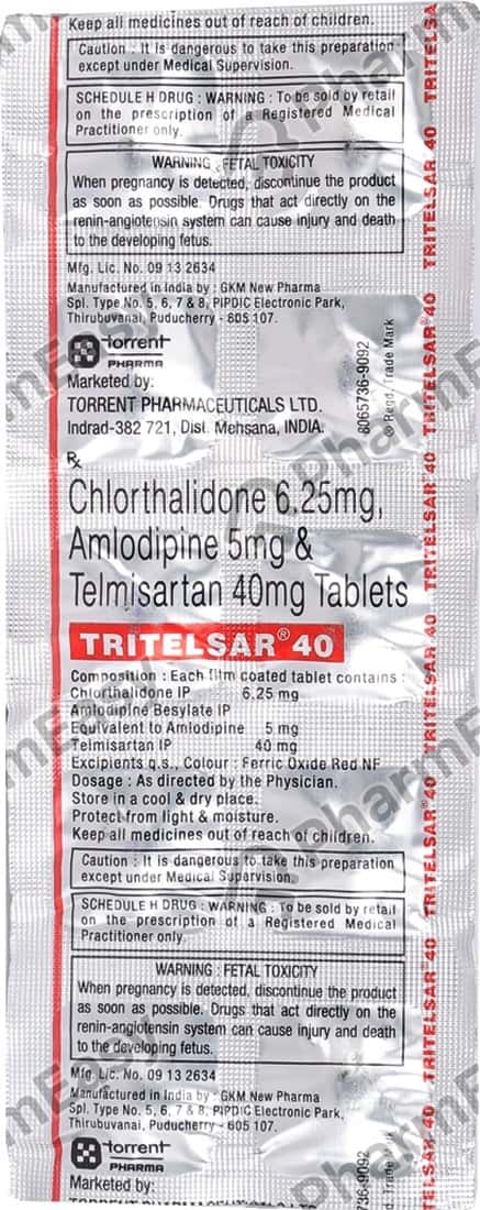 Tritelsar 40mg Strip Of 10 Tablets: Uses, Side Effects, Price & Dosage ...