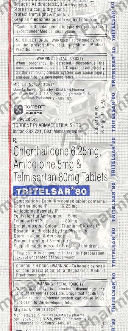 Tritelsar 80mg Strip Of 10 Tablets: Uses, Side Effects, Price & Dosage ...