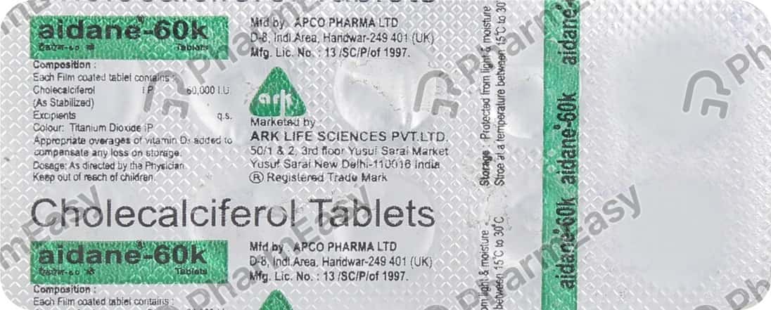 Aidane 60000 IU Tablet (4): Uses, Side Effects, Price & Dosage | PharmEasy