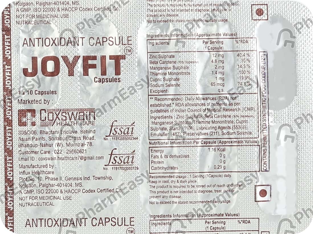 Buy Joyfit Strip Of 10 Capsules Online at Flat 15% OFF | PharmEasy