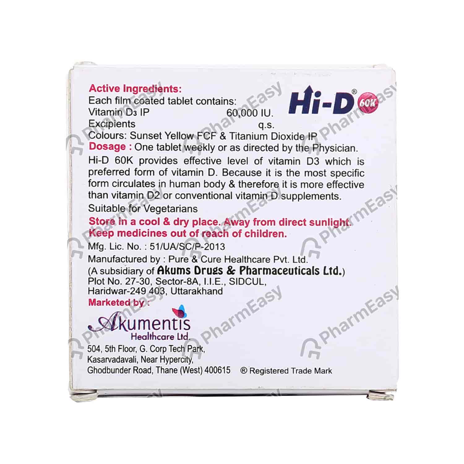 Hi D 60k Tablet - Uses, Side Effects, Dosage, Composition & Price ...