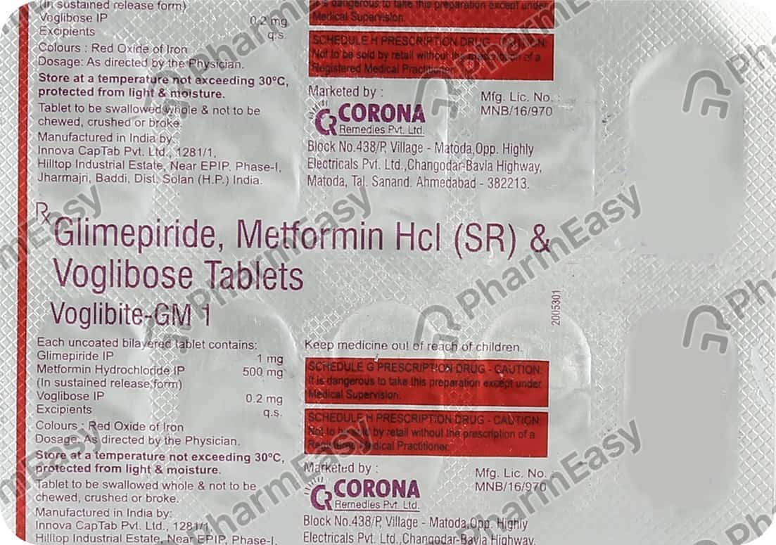 Voglibite Gm 1/0.2mg Strip Of 10 Tablets: Uses, Side Effects, Price ...