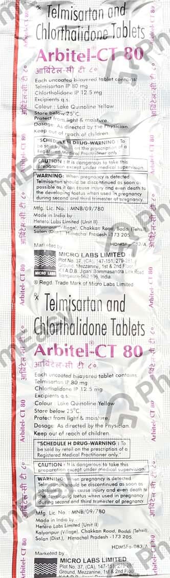 Arbitel Ct 80mg Strip Of 10 Tablets: Uses, Side Effects, Price & Dosage ...