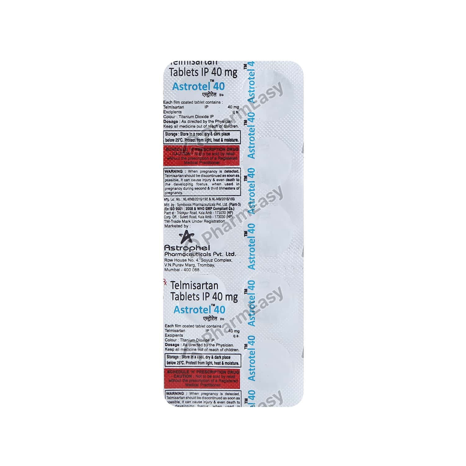 Astrotel 40 MG Tablet (10) - Uses, Side Effects, Dosage, Composition ...
