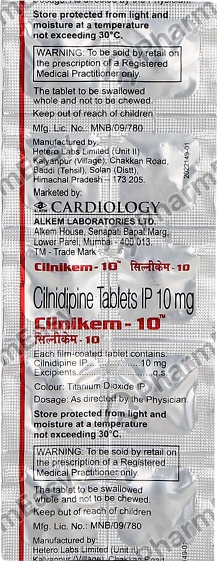 Cilnikem 10 MG Tablet (10): Uses, Side Effects, Price & Dosage | PharmEasy