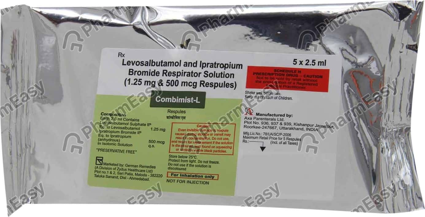 Combimist L 2.5ml Packet Of 5 Respules: Uses, Side Effects, Price ...