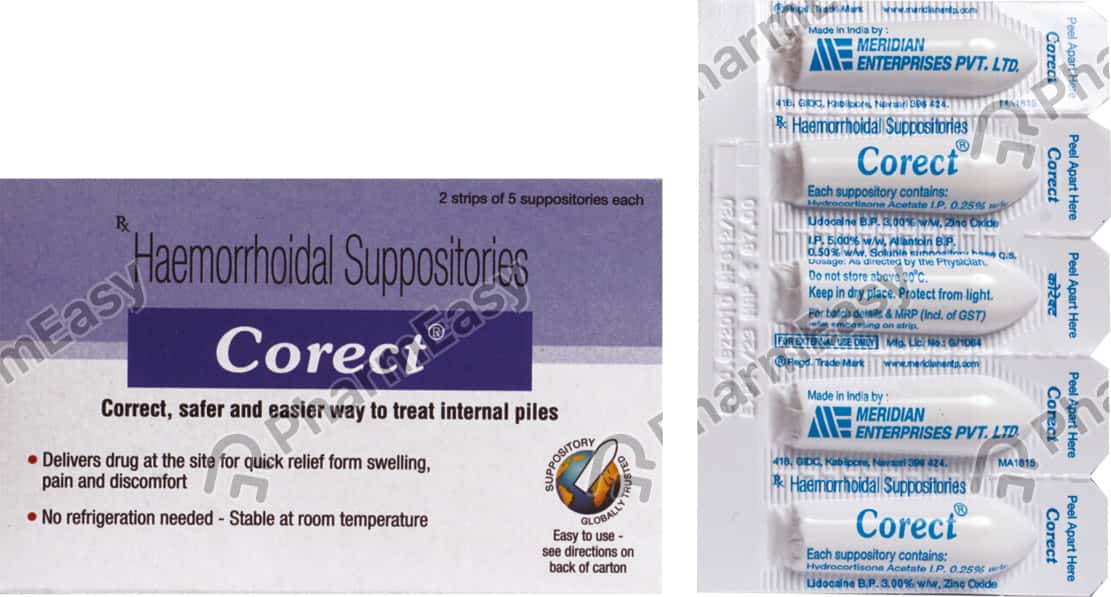 Buy Corect Strip Of 5 Rectal Suppository Online at Flat 15% OFF | PharmEasy