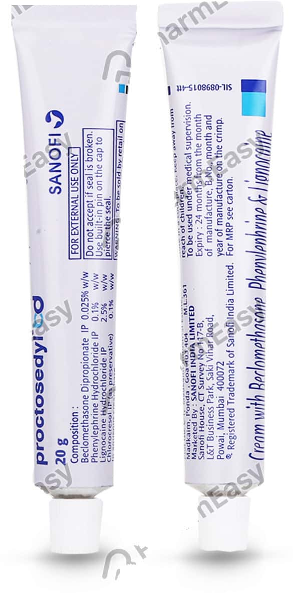 Proctosedyl Bd 20gm Cream: Uses, Side Effects, Price, Dosage ...