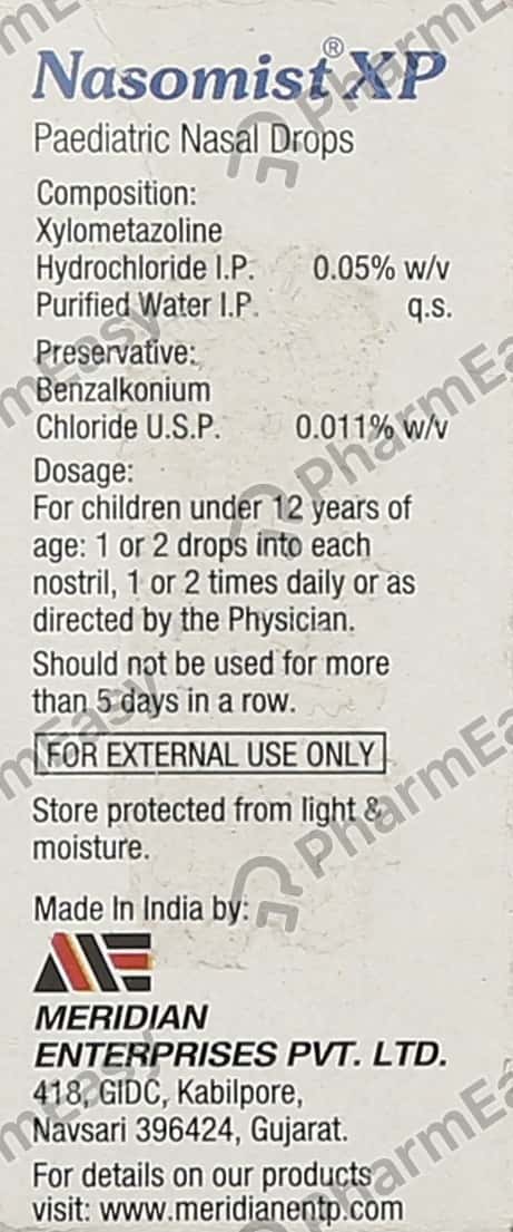 Nasomist Xp 0.05 %W/V Nasal Drop (10): Uses, Side Effects, Price ...