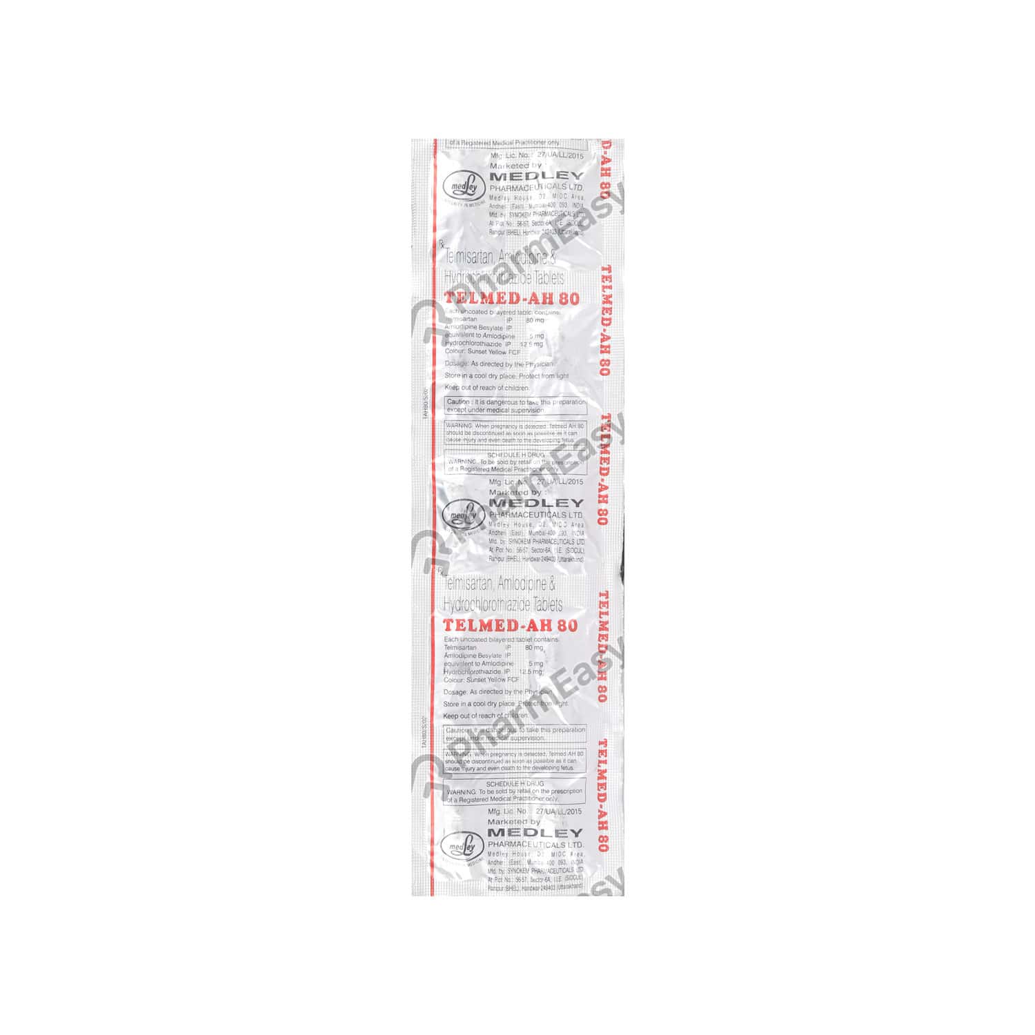 Buy Telmed Ah 80mg Tablet Online at Flat 18% OFF* | PharmEasy