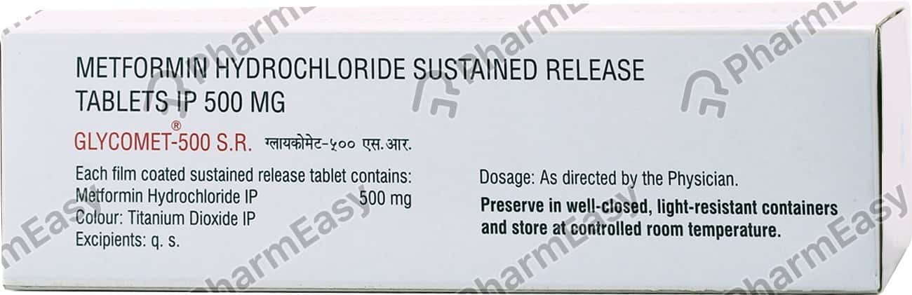 Glycomet Sr 500 MG Tablet (20): Uses, Side Effects, Price & Dosage ...