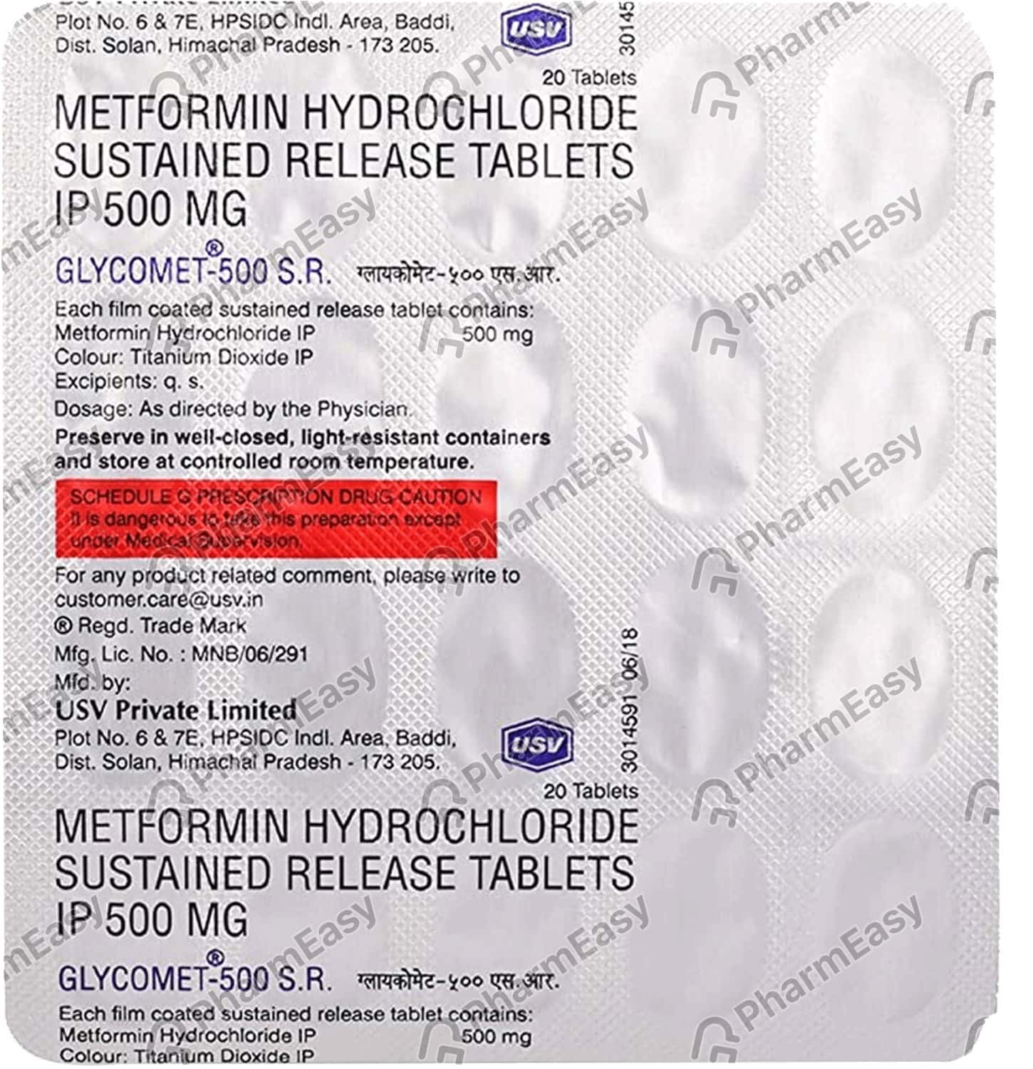 Glycomet Sr 500 MG Tablet (20) - Uses, Side Effects, Dosage ...