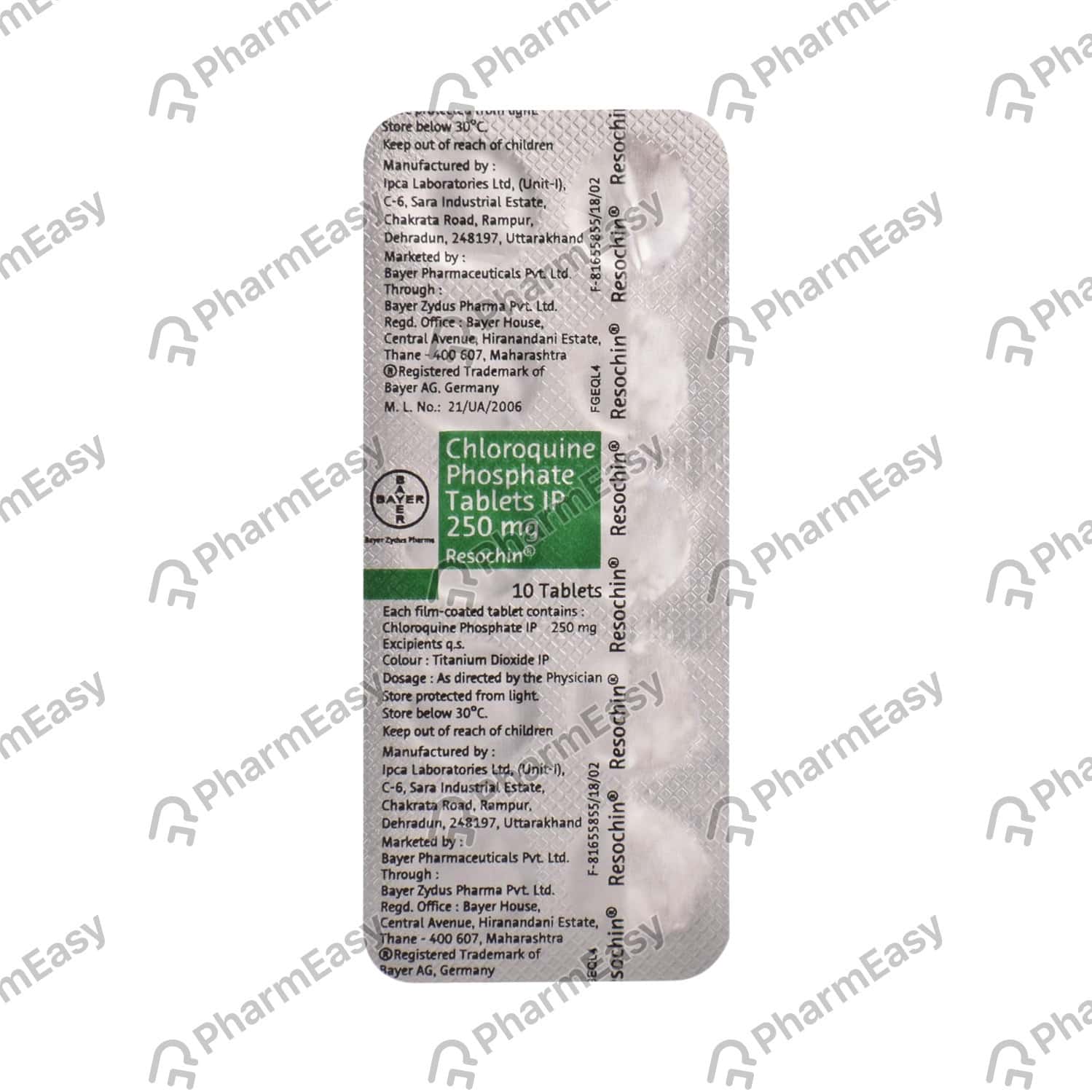 Resochin 250 MG Tablet (10): Uses, Side Effects, Price & Dosage | PharmEasy