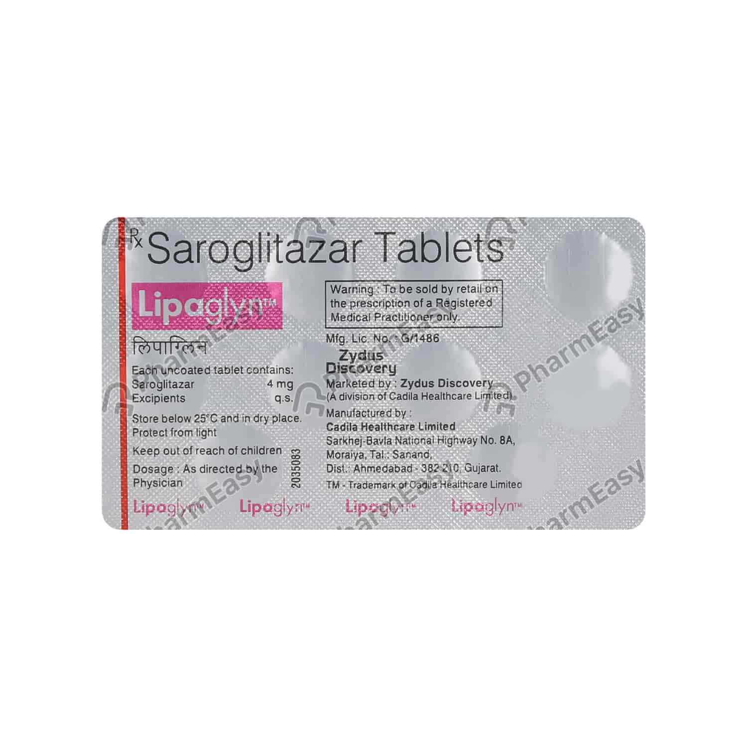 Buy Lipaglyn 4mg Strip Of 10 Tablets Online at Flat 18% OFF* | PharmEasy