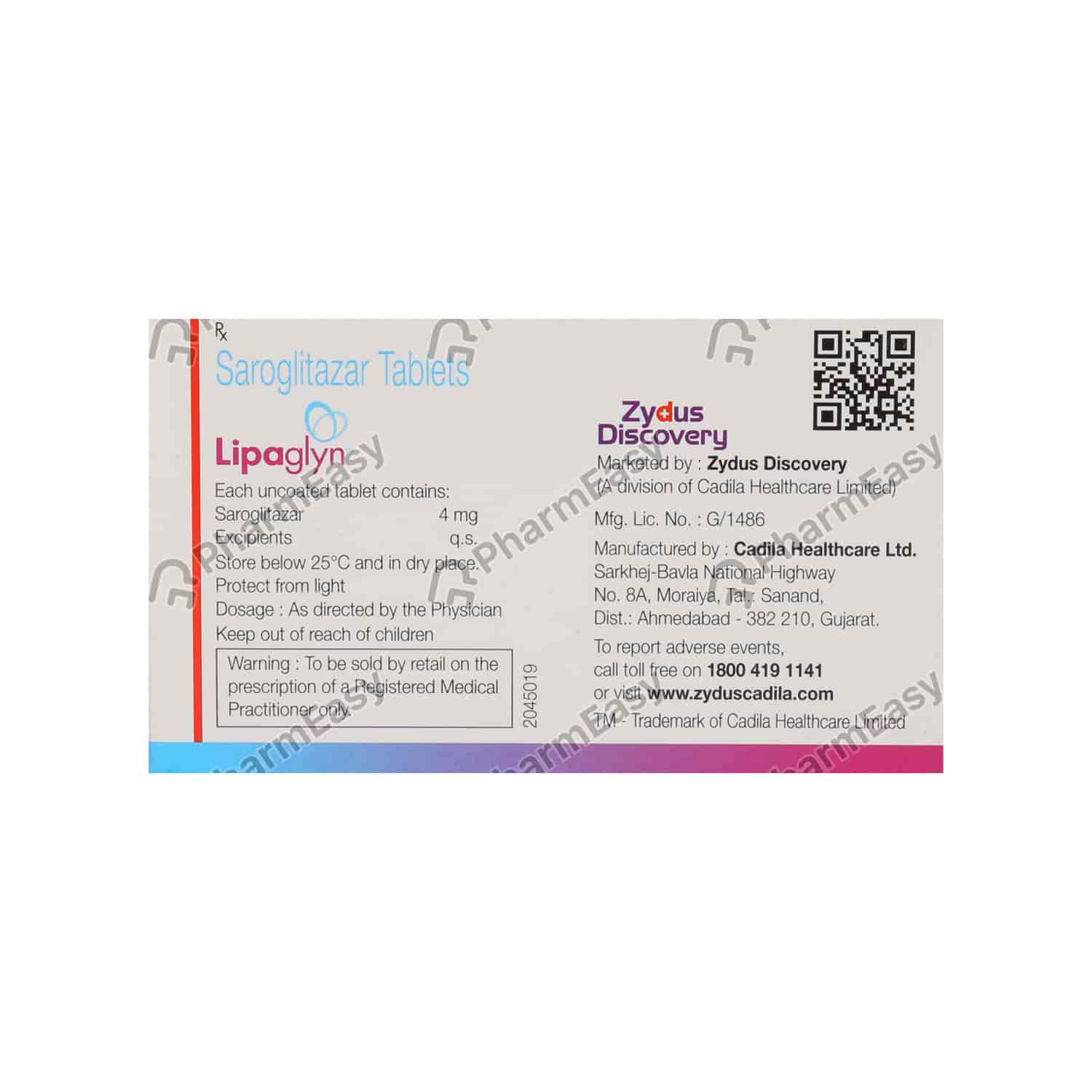 Buy Lipaglyn 4mg Strip Of 10 Tablets Online at Flat 18% OFF* | PharmEasy