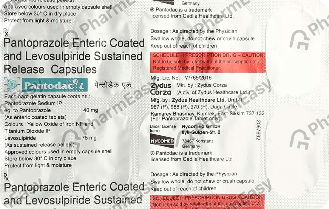 Pantodac L Strip Of 10 Capsules: Uses, Side Effects, Price & Dosage ...