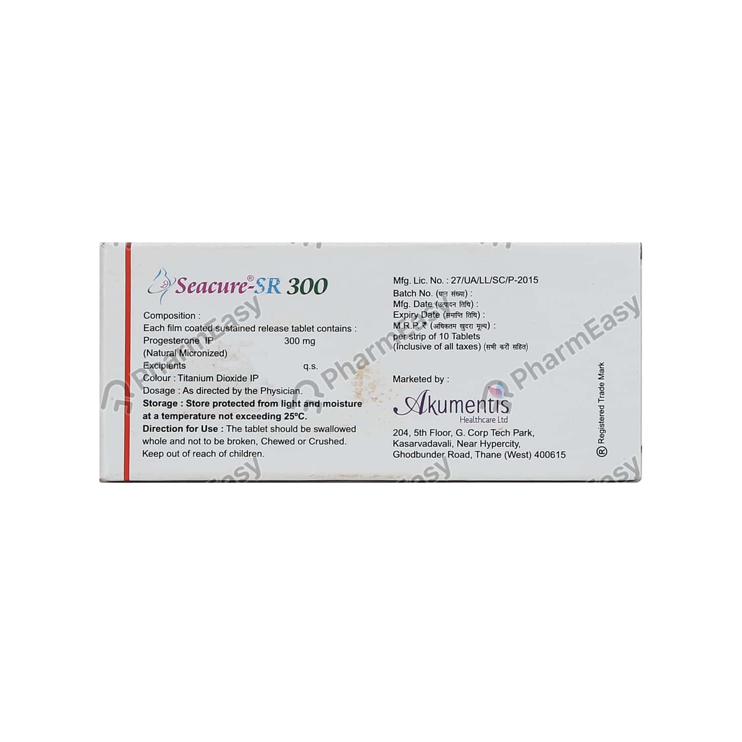 Seacure Sr 300 MG Tablet (10): Uses, Side Effects, Price, Dosage ...