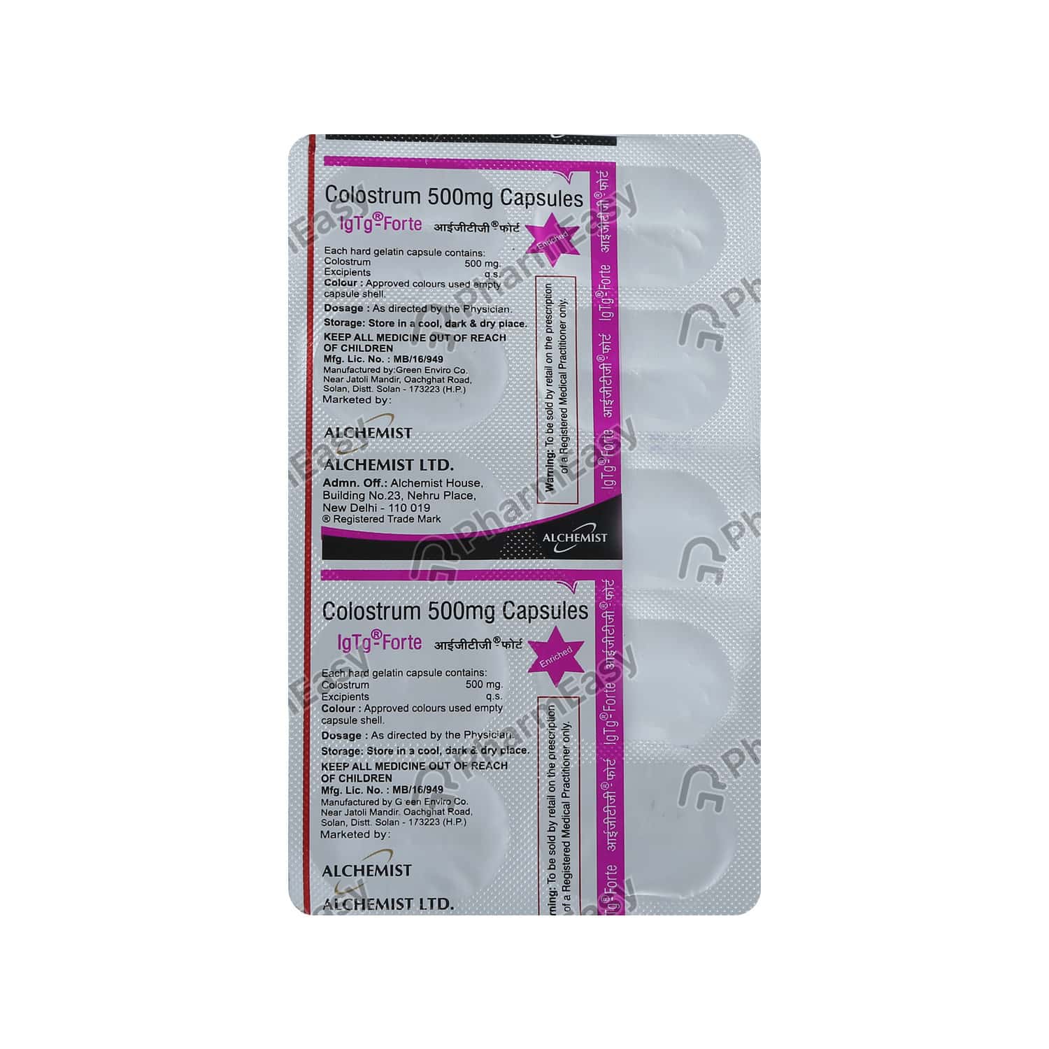 Buy Ig Tg Forte 500 MG Capsule (10) Online at Flat 18% OFF* | PharmEasy