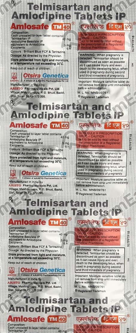 अम्लोसेफ टीएम 40 टैबलेट (Amlosafe Tm 40 in Hindi) : उपयोग, दुष्प्रभाव ...