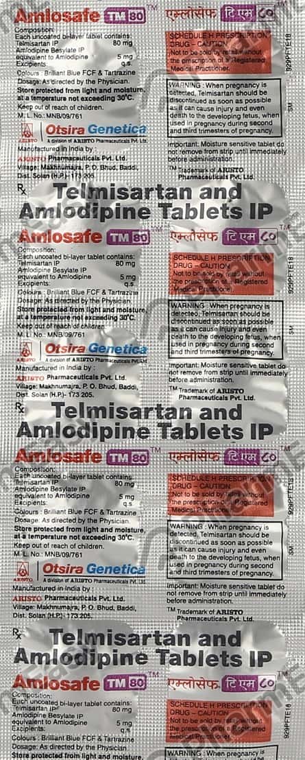 Amlosafe Tm 80mg Strip Of 10 Tablets: Uses, Side Effects, Price ...