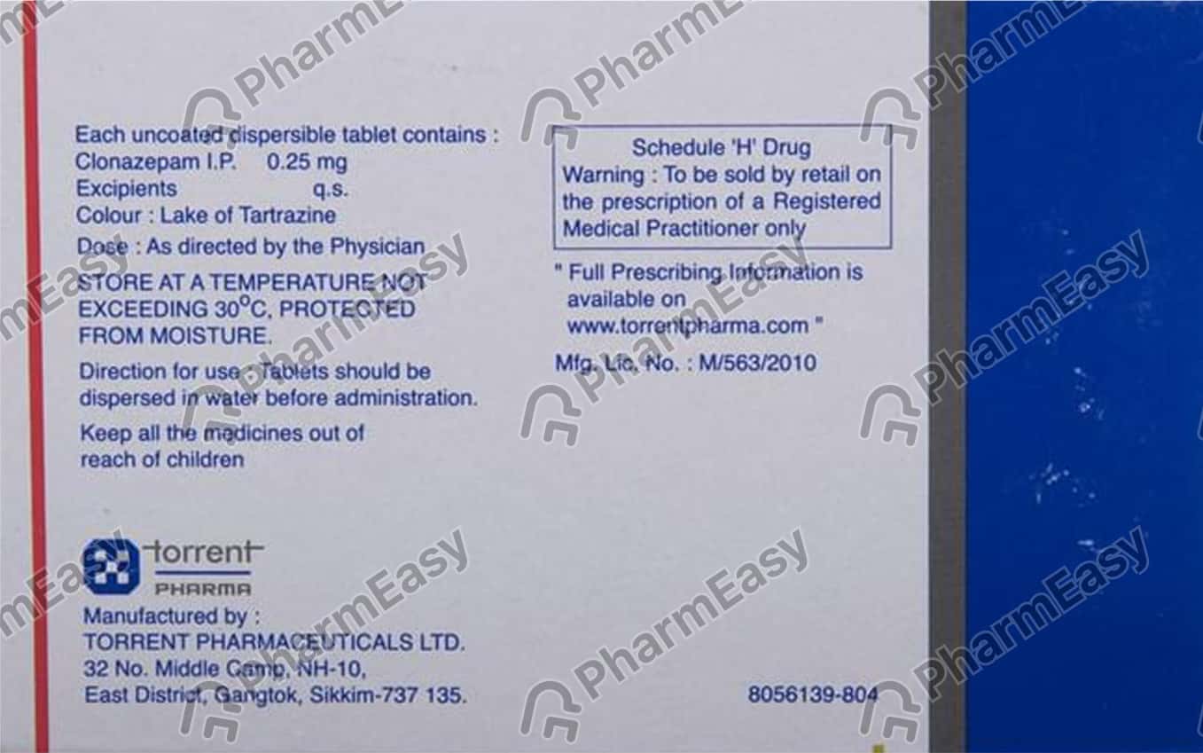 Clonotril 0.25 MG Tablet (15): Uses, Side Effects, Price & Dosage ...