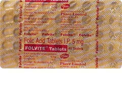 Folvite 5 MG Tablet (45) - Uses, Side Effects, Dosage, Composition ...