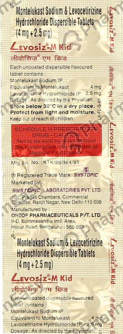 Levosiz M Kid Strip Of 10 Tablets: Uses, Side Effects, Price & Dosage ...