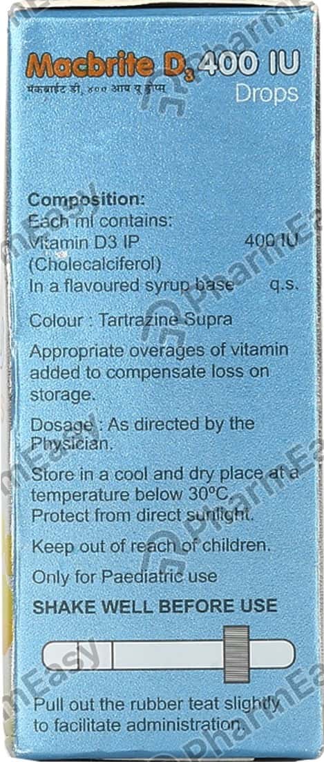 Macbrite D3 400 IU/ML Oral Drop (15): Uses, Side Effects, Price & Dosage | PharmEasy