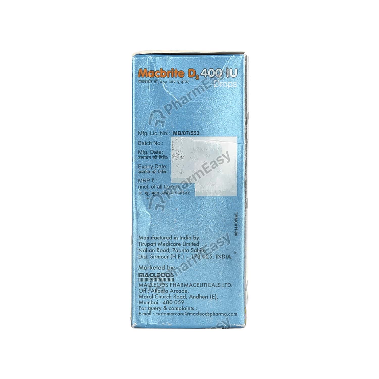 Macbrite D3 400 IU Oral Drop (15) - Uses, Side Effects, Dosage ...