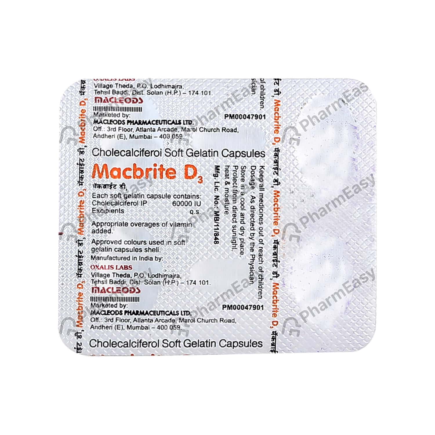 Macbrite D3 60k Strip Of 4 Capsules - Uses, Side Effects, Dosage ...