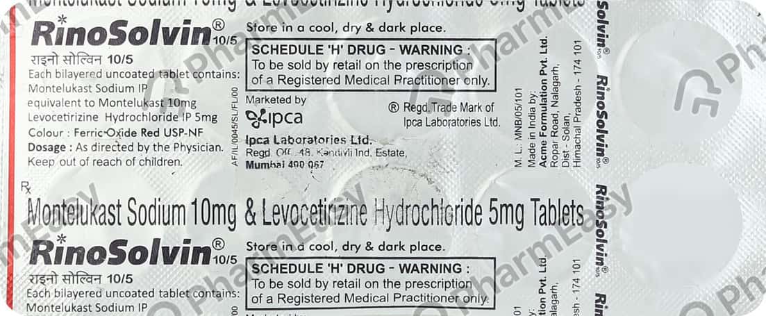 Rinosolvin 10/5mg Strip Of 10 Tablets: Uses, Side Effects, Price ...
