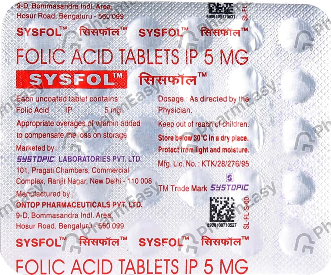 Sysfol 5 MG Tablet (30): Uses, Side Effects, Price, Dosage ...