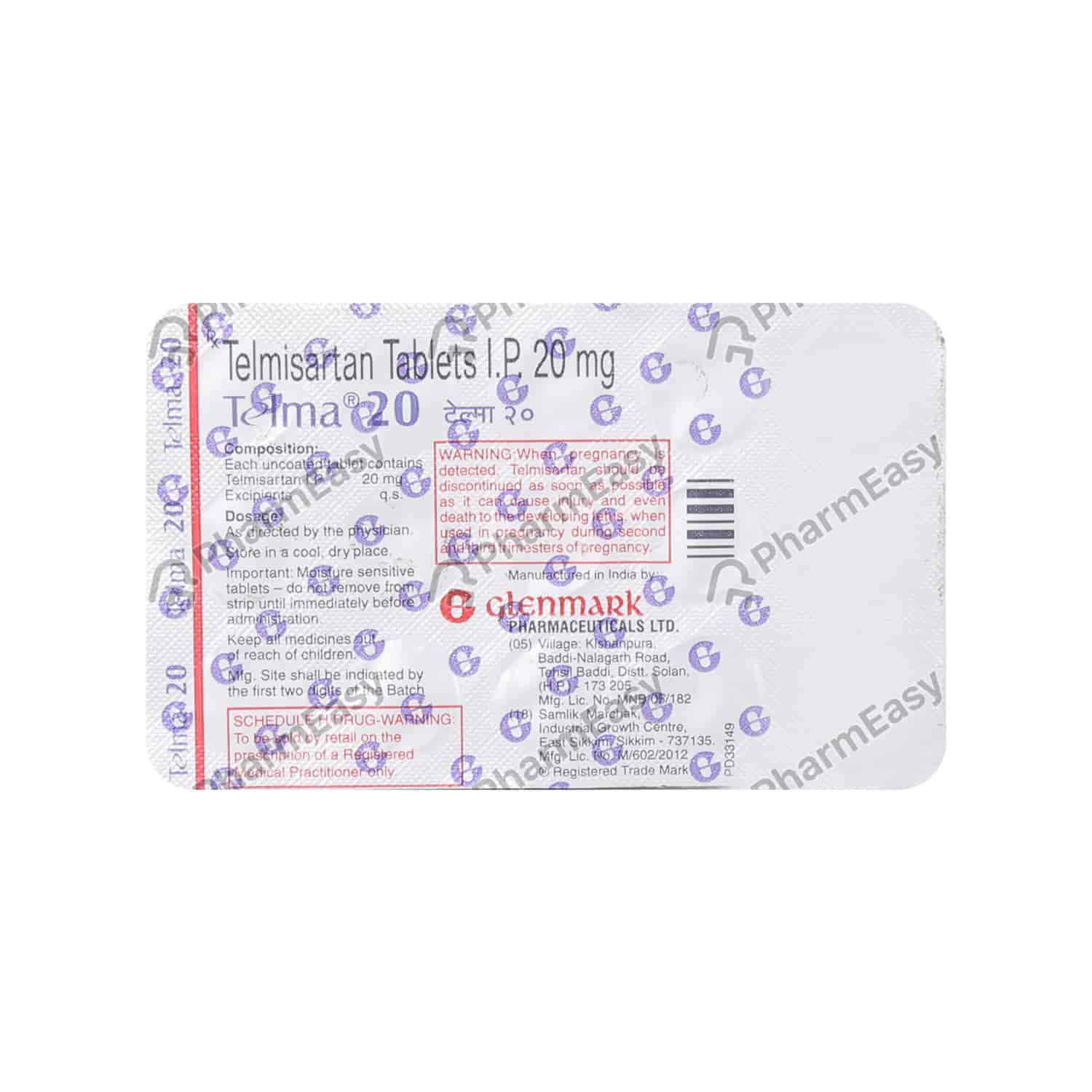 Telma 20mg Tab 15`S - Uses, Side Effects, Dosage, Composition & Price ...