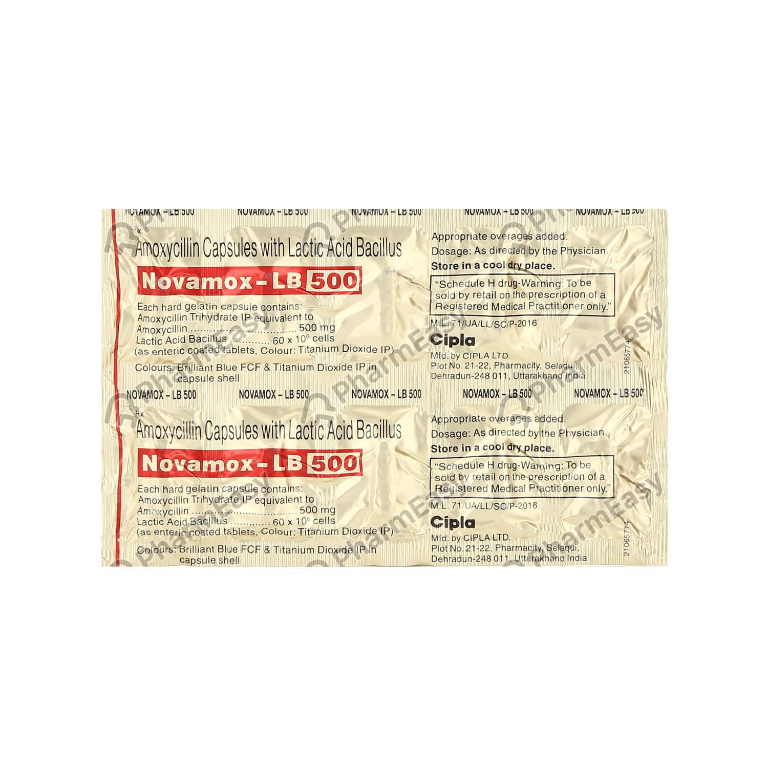 Buy Novamox Lb 500mg Strip Of 10 Capsules Online at Flat 18% OFF ...