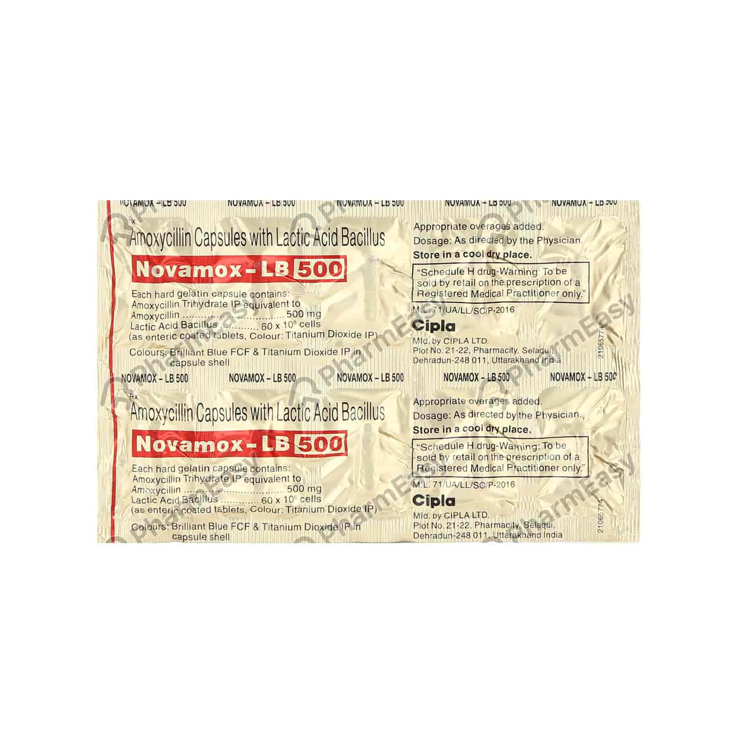 Buy Novamox Lb 500mg Strip Of 10 Capsules Online at Flat 18% OFF ...