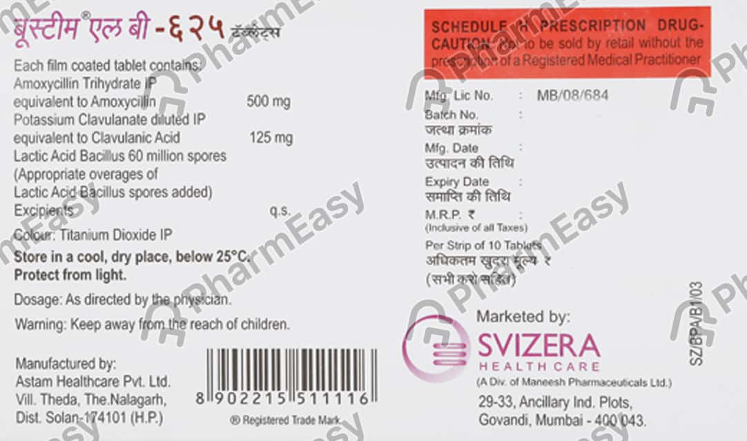 Boostim Lb 625 Mg Strip Of 10 Tablets: Uses, Side Effects, Price ...