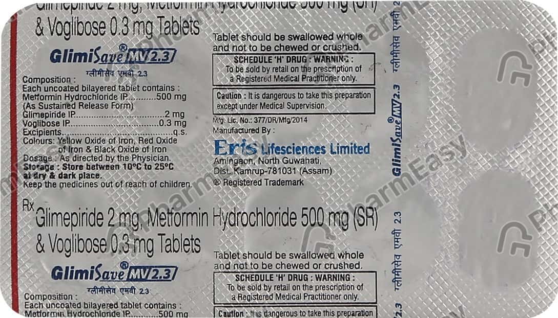 Glimisave Mv 2.3 Strip Of 10 Tablets: Uses, Side Effects, Price ...
