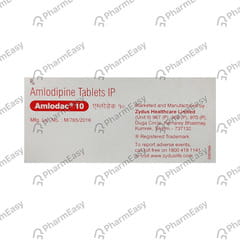 Amlodac 10 MG Tablet (15): Uses, Side Effects, Price & Dosage | PharmEasy