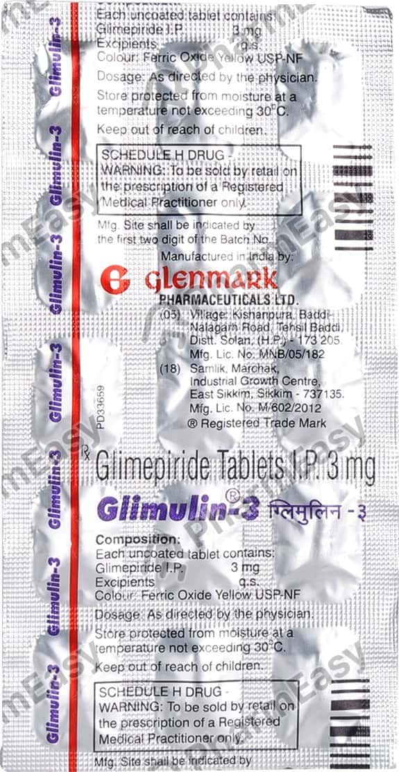 Glimulin 3 MG Tablet (15): Uses, Side Effects, Price & Dosage | PharmEasy