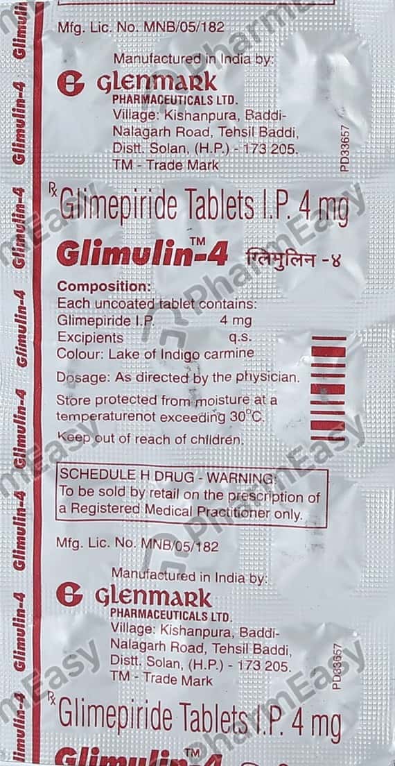 Glimulin 4 MG Tablet (15): Uses, Side Effects, Price & Dosage | PharmEasy