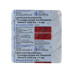 Gluconorm G3 Forte Tab 15`S - Uses, Side Effects, Dosage, Composition ...