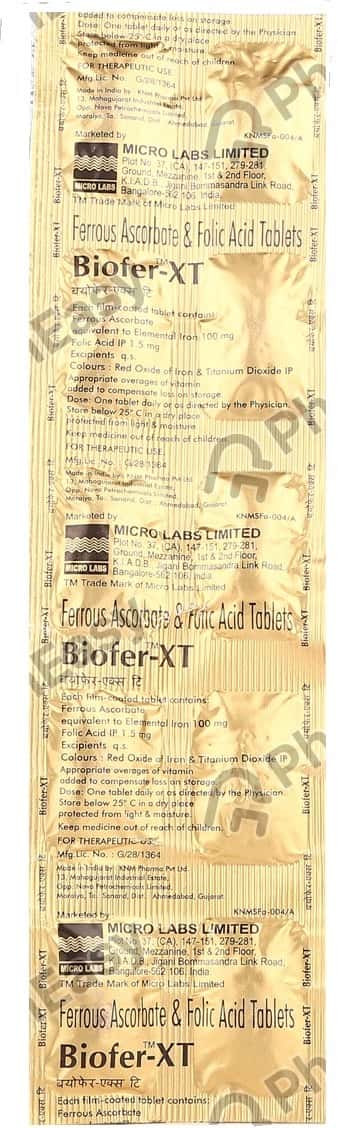 Biofer Xt Strip Of 10 Tablets: Uses, Side Effects, Price & Dosage ...