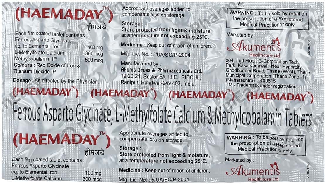 Haemaday Tablet: Uses, Side Effects, Price & Dosage | PharmEasy