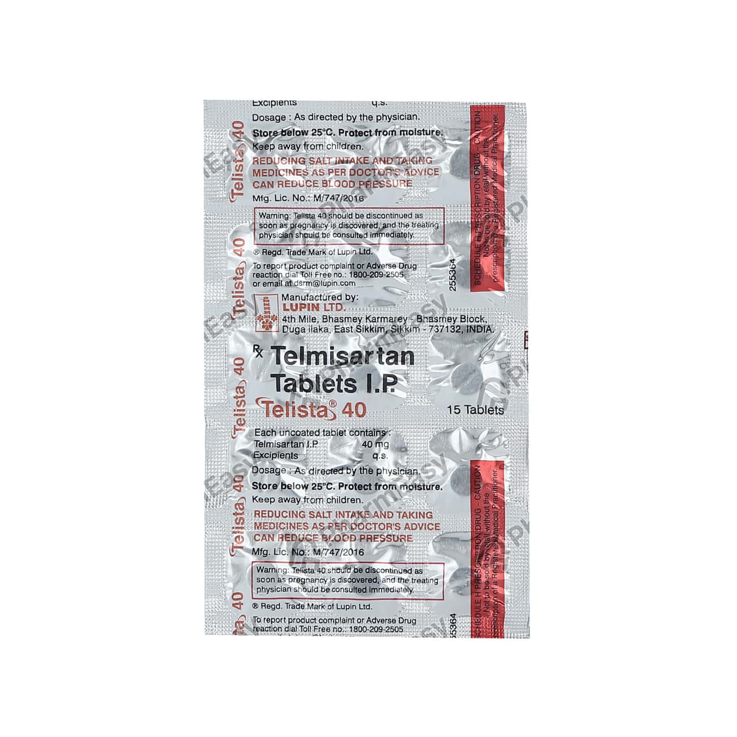 Telista 40 MG Tablet (15) - Uses, Side Effects, Dosage, Composition ...