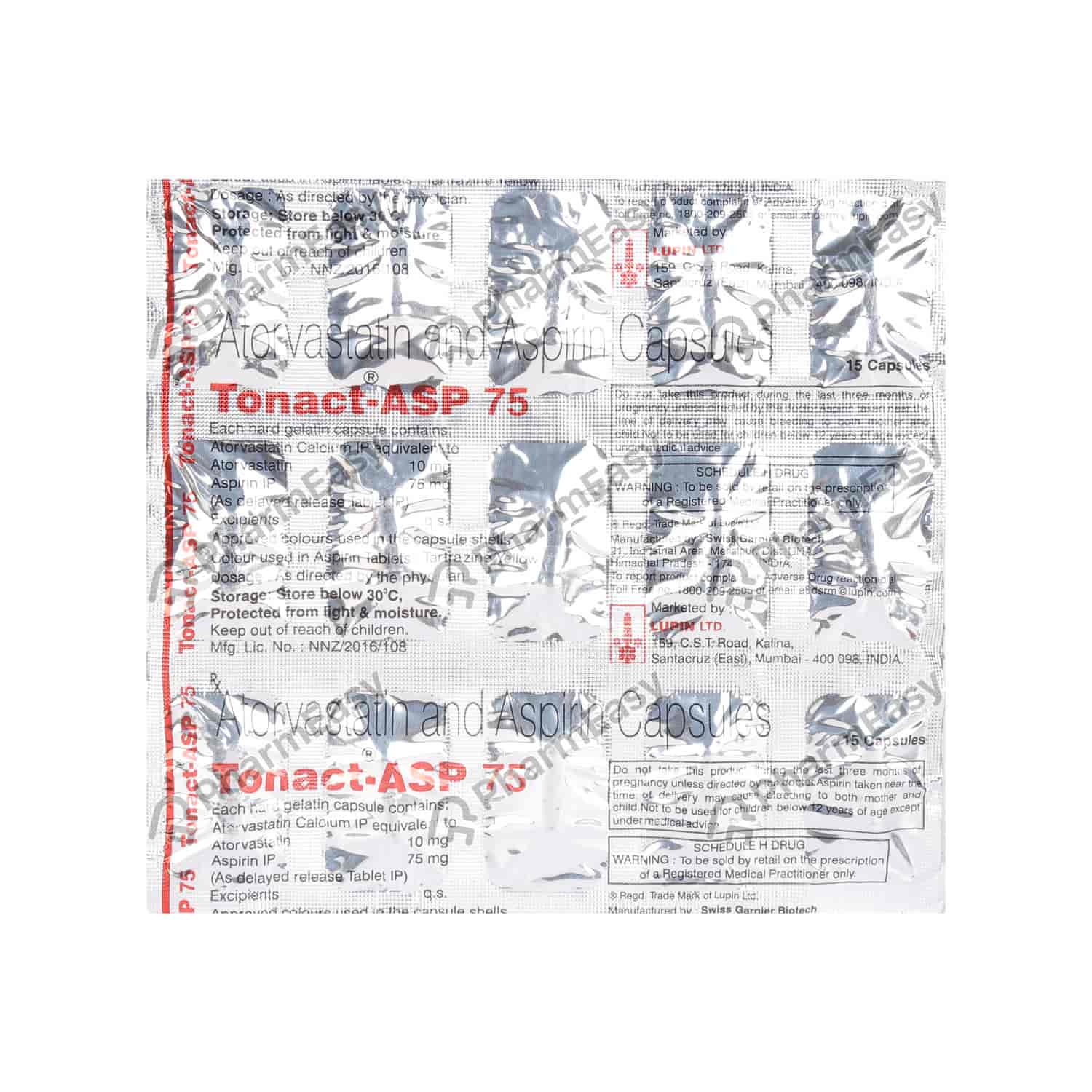 Tonact Asp 75mg Capsule 15'S - Uses, Side Effects, Dosage, Composition ...