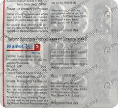 Riomet Duo 2mg Strip Of 15 Tablets: Uses, Side Effects, Price & Dosage ...