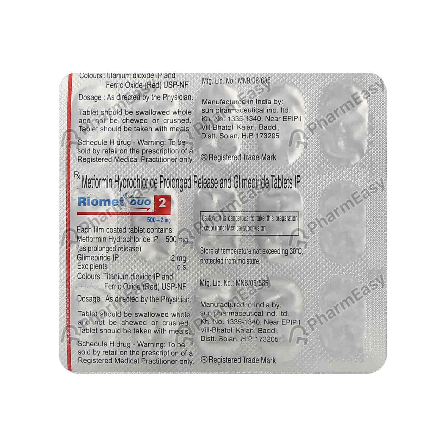 Riomet Duo 2mg Tab 15`S - Uses, Side Effects, Dosage, Composition ...