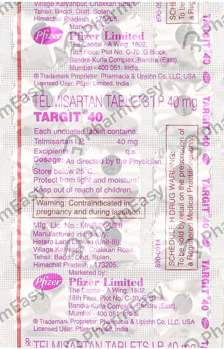 Targit 40 MG Tablet (15): Uses, Side Effects, Price & Dosage | PharmEasy