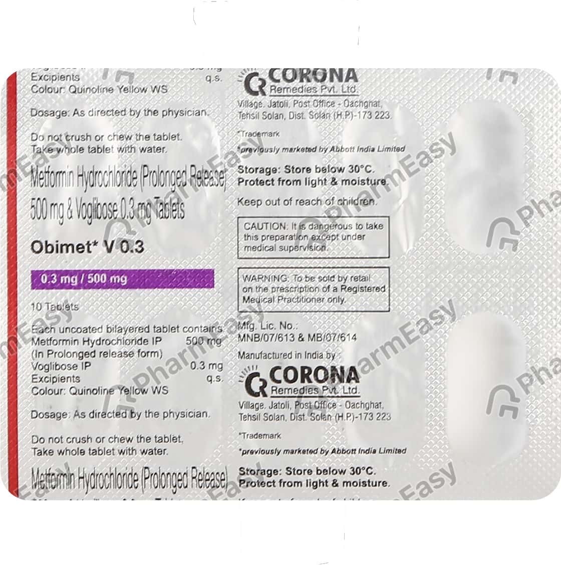 Obimet V 0.3mg Strip Of 10 Tablets: Uses, Side Effects, Price & Dosage | PharmEasy
